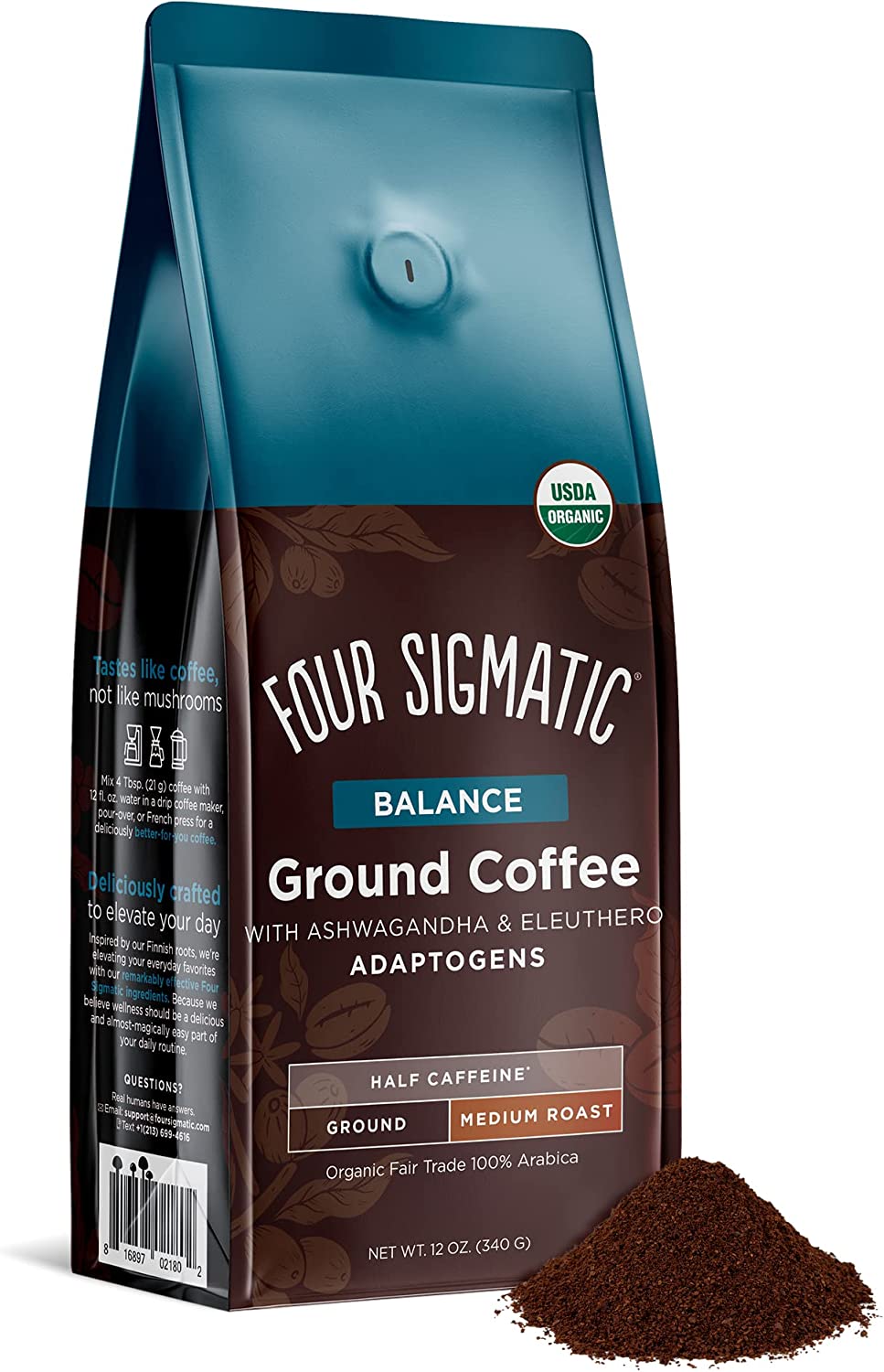 Four Sigmatic Adaptogen Ground Coffee | Ashwagandha, Tulsi & Chaga | 340g