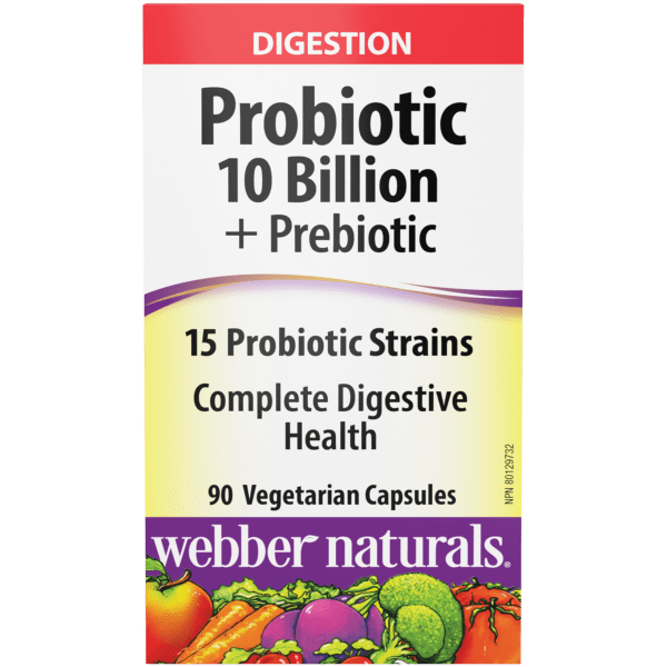 Webber Naturals Probiotic 10 Billion + Prebiotic – Gut Health Support
